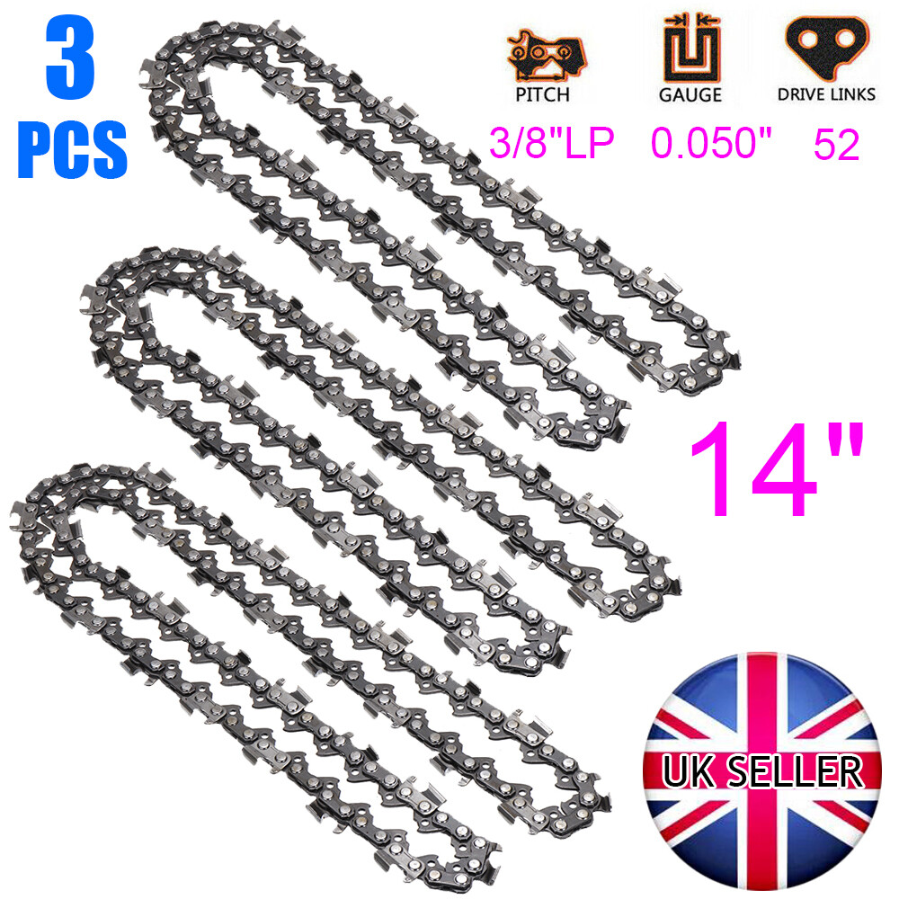 3PCS 14 Inch Chainsaw Saw Chain 3/8''LP .050 '' 52DL for Husqvarna ...