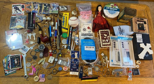 Junk Drawer Lot Vintage Random Stuff! Sports cards, watches, keys ...