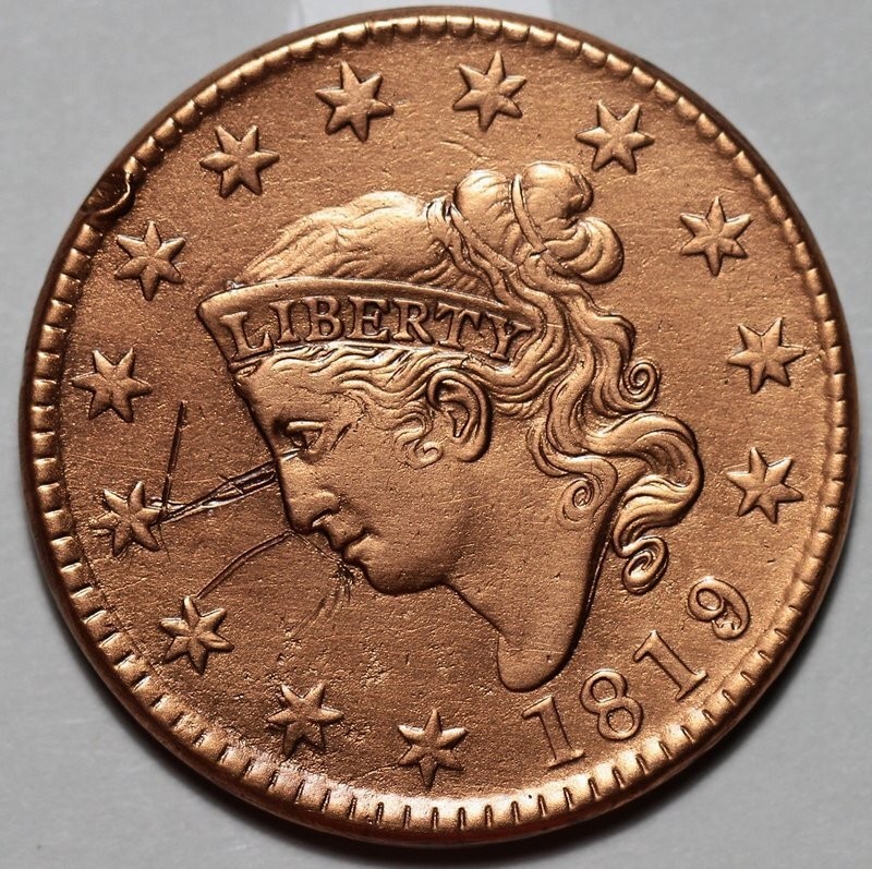 1819/8 Coronet Head Large Cent - Lacquered - US 1c Copper Coin | eBay