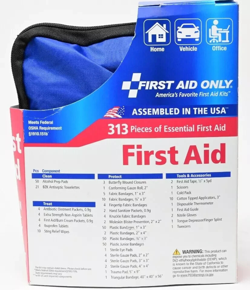 First Aid Only All-Purpose Essentials 91081 First Aid Kit, Blue, 313 ...