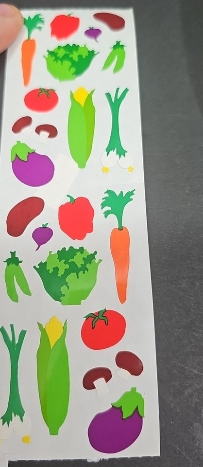 Mrs Grossman Three Vintage 2x6" Micro Vegetables Veggies Sticker Sheets ...