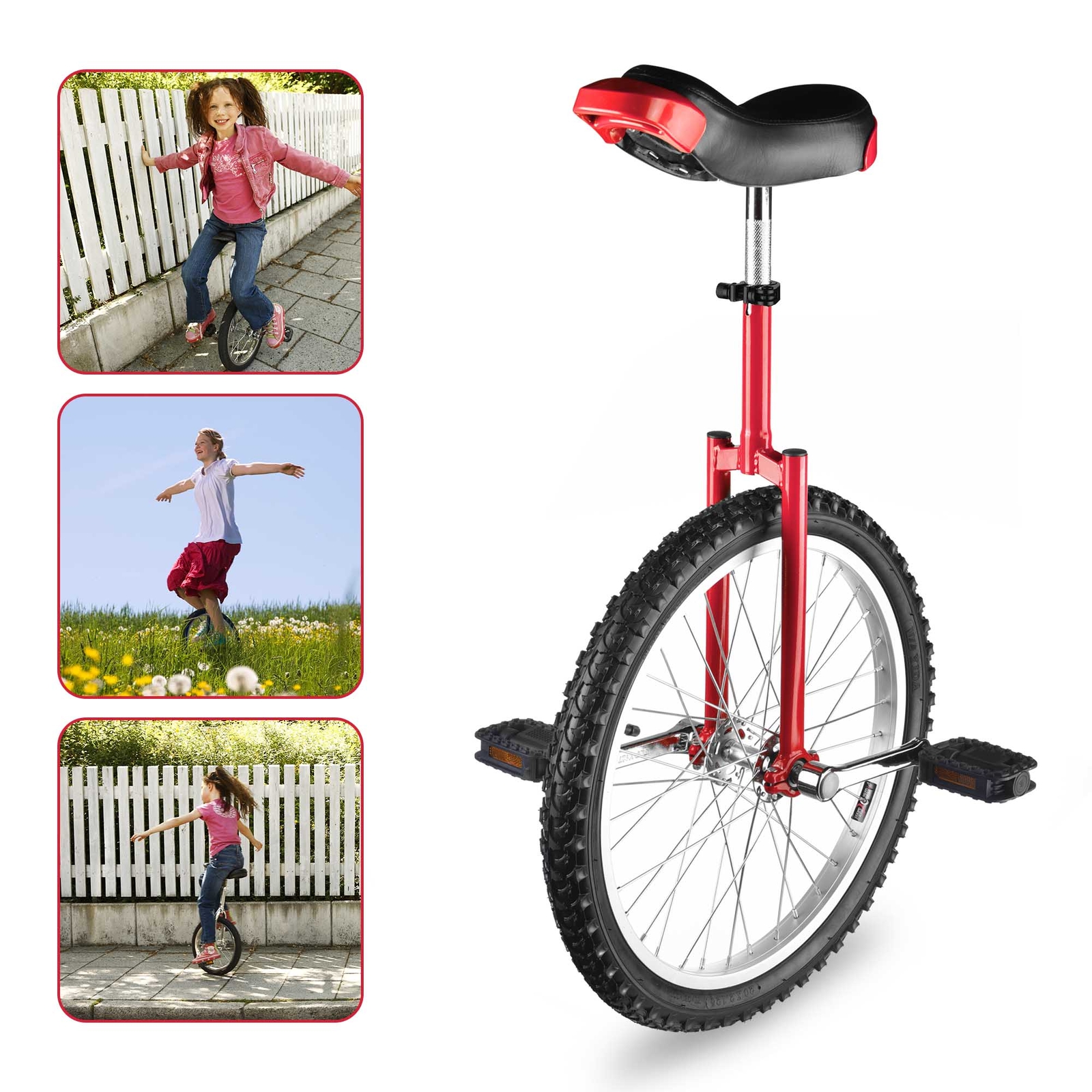20 Inch Red Unicycle Adjustable Height Leakproof Mountain Tire Cycling ...