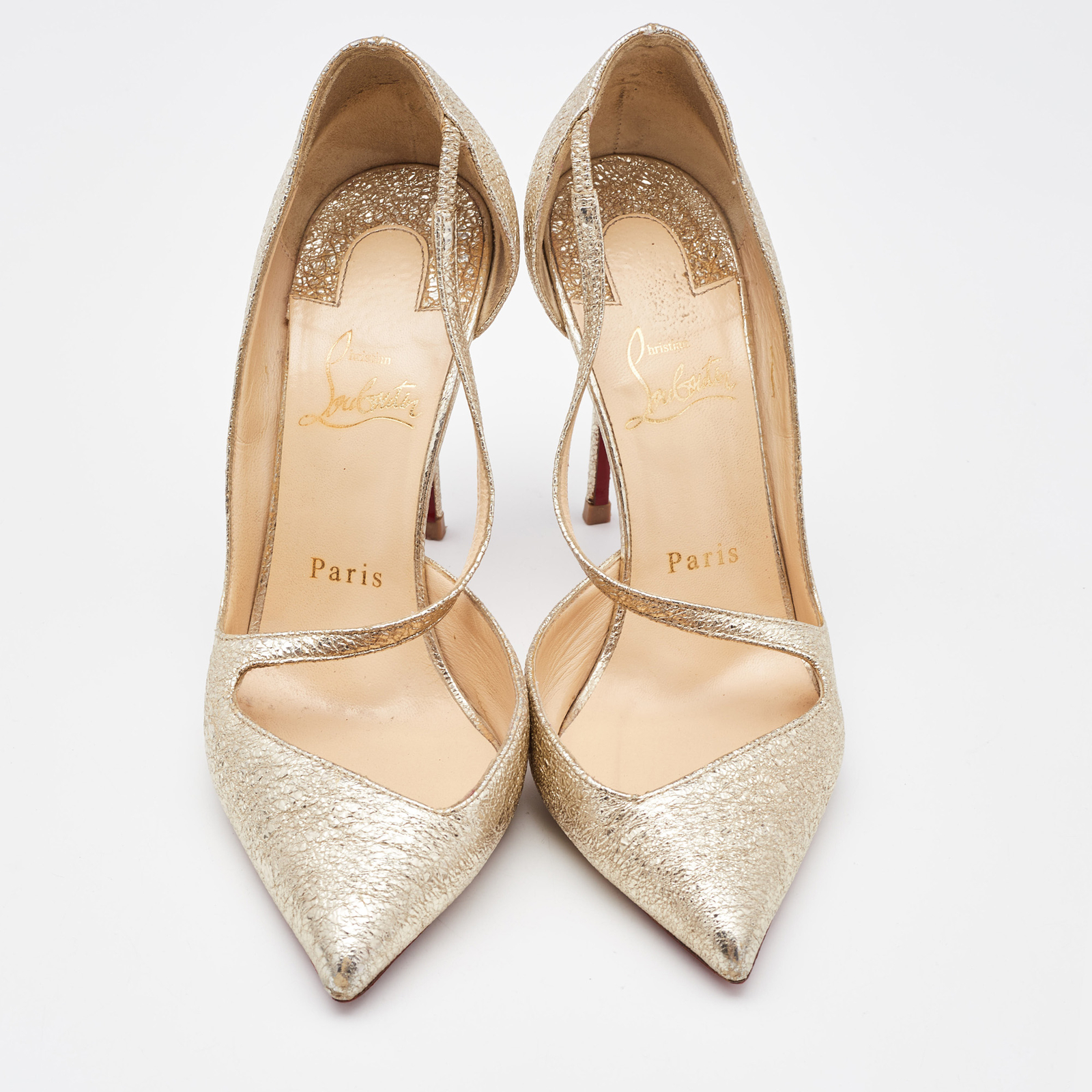 Christian Louboutin Gold Textured Leather Jumping Pumps Size 37 | eBay