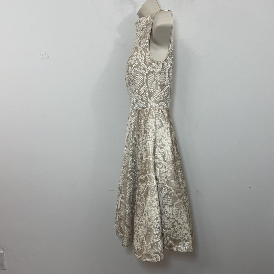 TED BAKER LONDON Size 4 Azraa Snake Jacquard Mini DRESS Beige Fit And ...