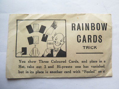 RAINBOW CARDS TRICK ORIGINAL ENVELOPE ORIGINAL CONTENTS c1940s to 1950s ...