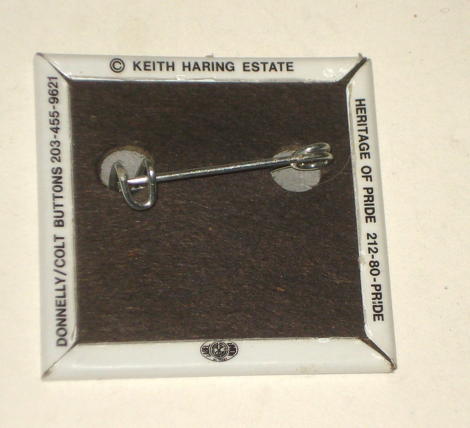Vintage KEITH HARING ESTATE Pinback Square Art Button Heritage of Pride ...