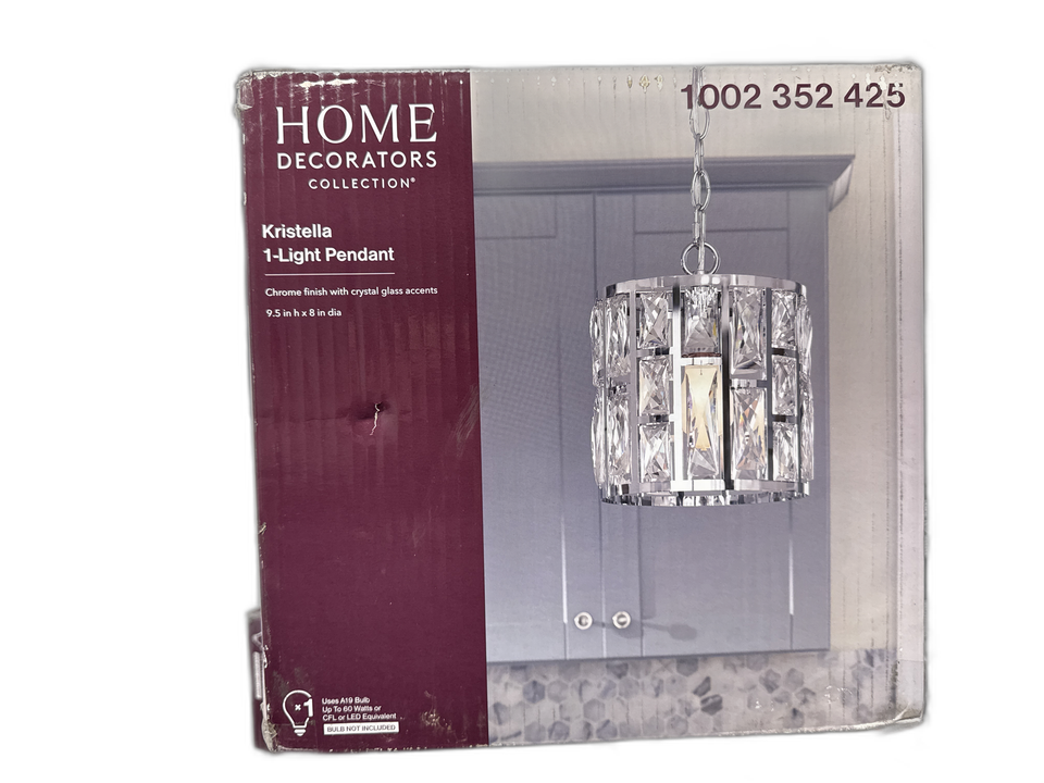 Home Decorators Collection Kristella 1-Light Chrome Crystal Pendant ...