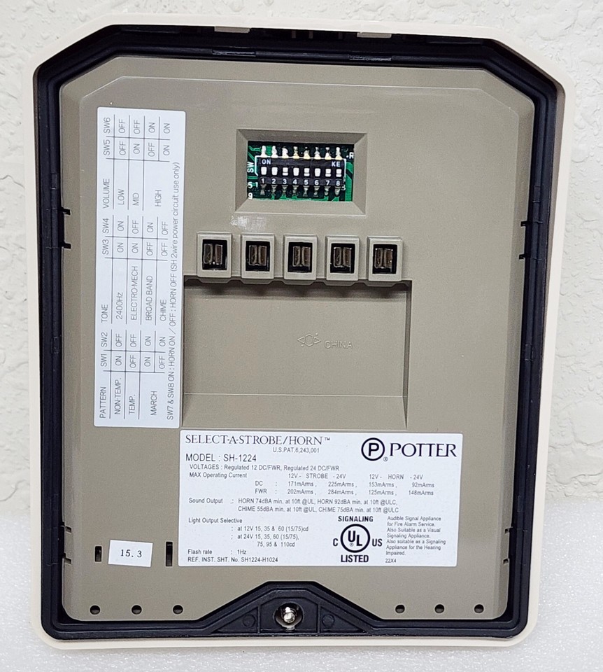 Amseco Potter Select-A-Horn/Strobe SH1224W White with Wall Mount | eBay