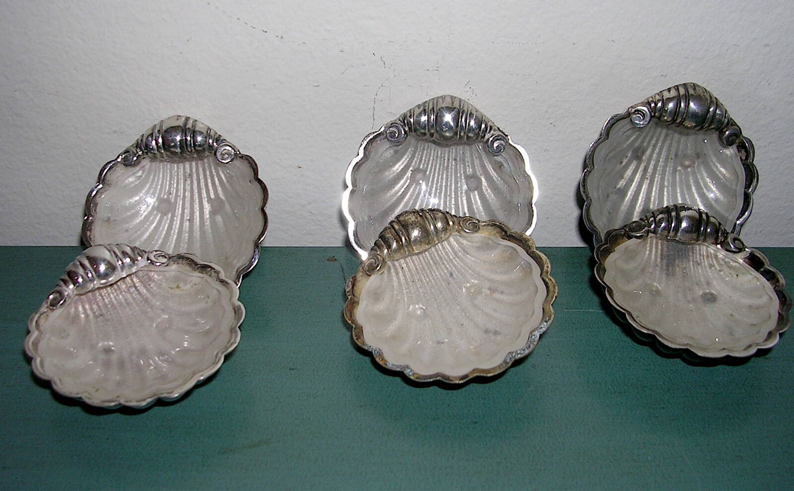 Lot of 6 Salt Cellars Scallop Shell Silverplate w/Glass Inserts | eBay