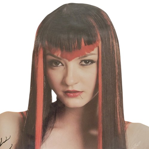 Vampire Wig Widow's Peak V Shaped Long Length Straight Black Red ...