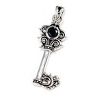 ARABESQUE KEY CZ 925 STERLING SILVER BIKER GOTHIC ROCKABILLY PENDANT db ...