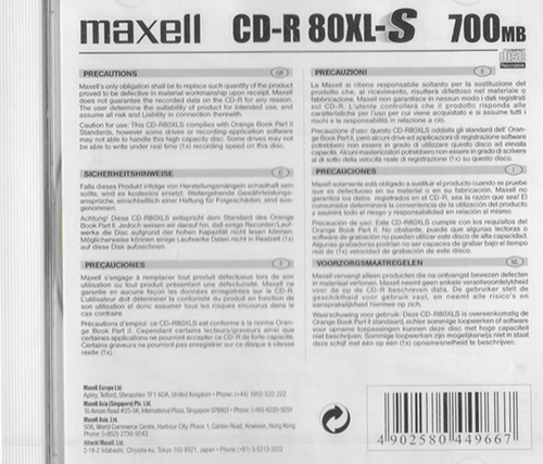 Maxell CD-R 80 XL-S - Recordable [700 MB][48 X Speed Compact Discs ...
