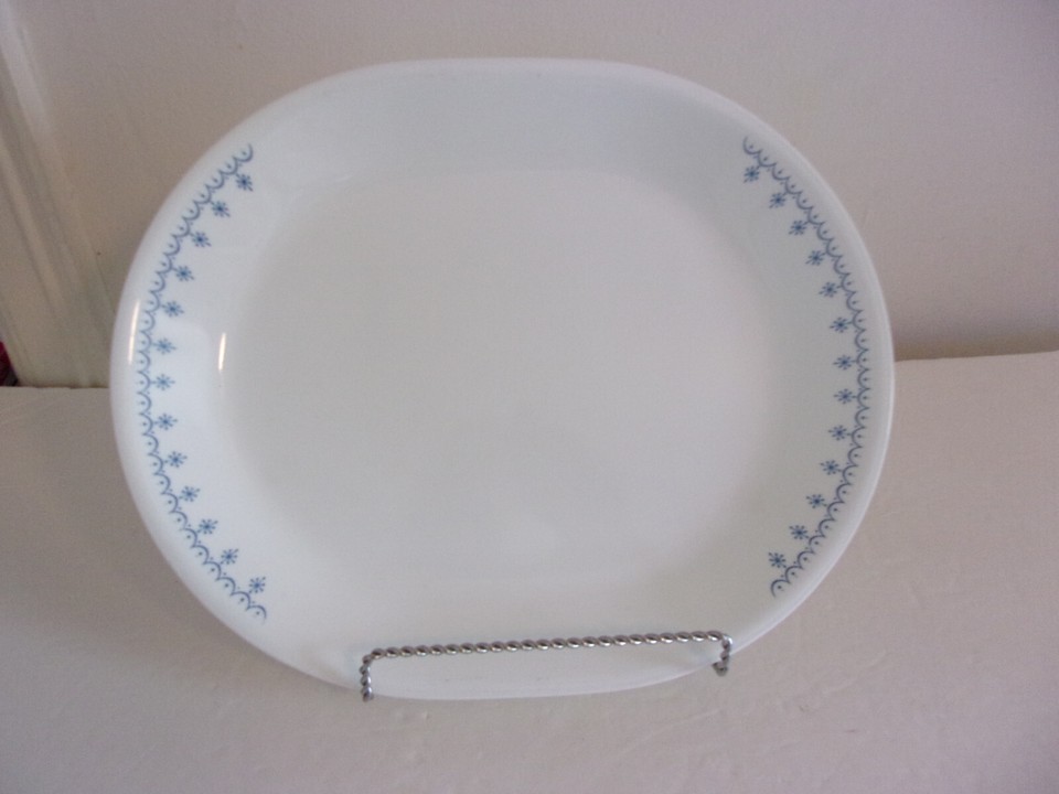 Corelle Snowflake Blue Garland Oval 12 1/4" Platter | eBay