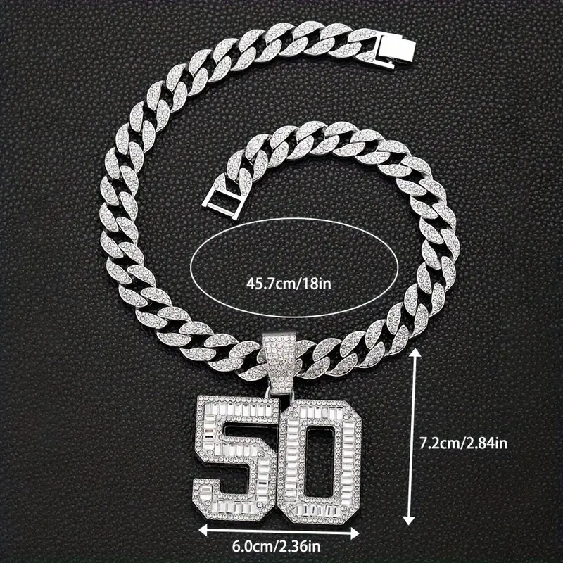 50 Cent Cubic Zirconia Pendant 15mm 18" Iced Cuban Chain Hip Hop Rapper ...