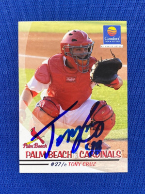 2010 GRANDSTAND TONY CRUZ PALM BEACH CARDINALS MINOR LEAGUE CARD W/COA ...