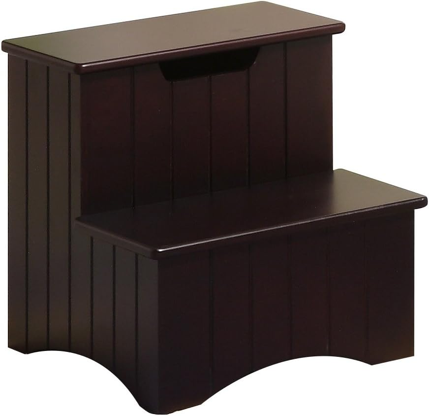 Kings Brand Dark Cherry Finish Wood Bedroom Step Stool with Storage | eBay