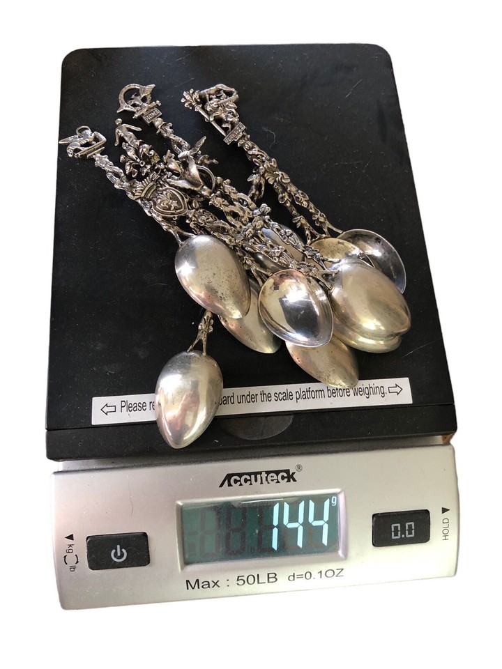 Set 11 Italian 800 Silver Demitasse Figural Souvenir Spoons Made in ...