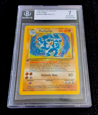 Machamp Rare 1999 Base 1st Edition Thin Stamp #8 Hologram Pokémon BGS 7 ...
