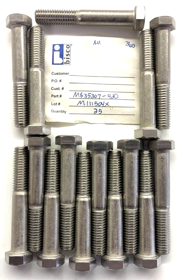 (5 PIECE LOT) MS35307-420, 1/2-13 X 3-1/4 HEX HEAD CAP SCREW 300 SS ...