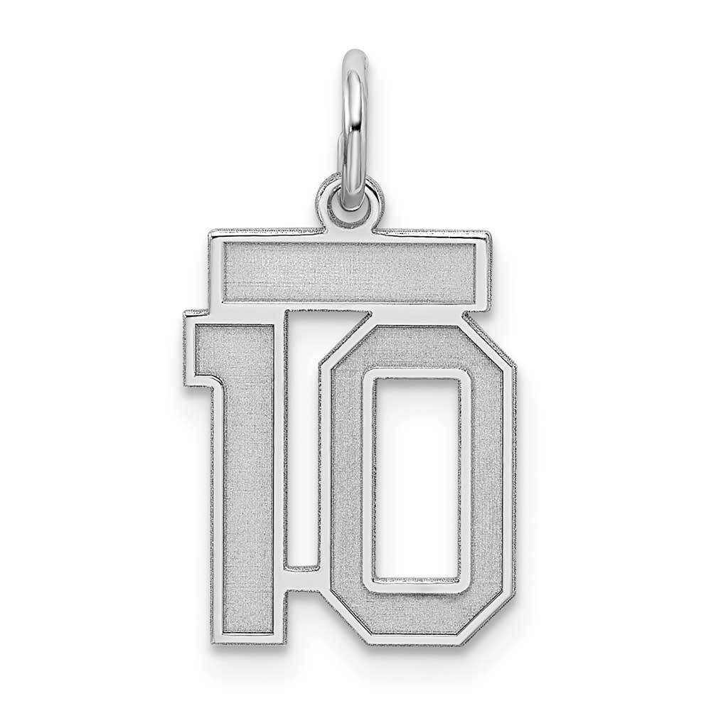 Sterling Silver Rhodium-plated Small Satin Number 10 Charm 0.6 x 0.8 in ...