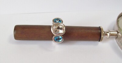 Sterling Silver MEDA Ring with Blue and Clear Stones, 925 Size 7 ...