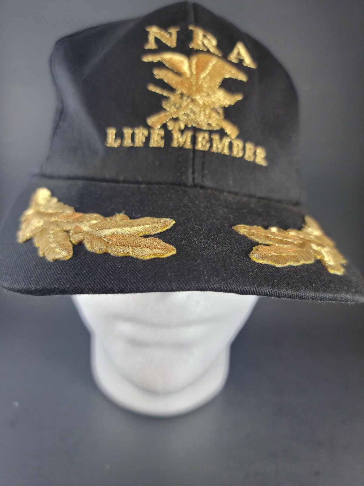 NRA Life Member Vintage Baseball Cap Hat Black Gold Embelished SnapBack ...