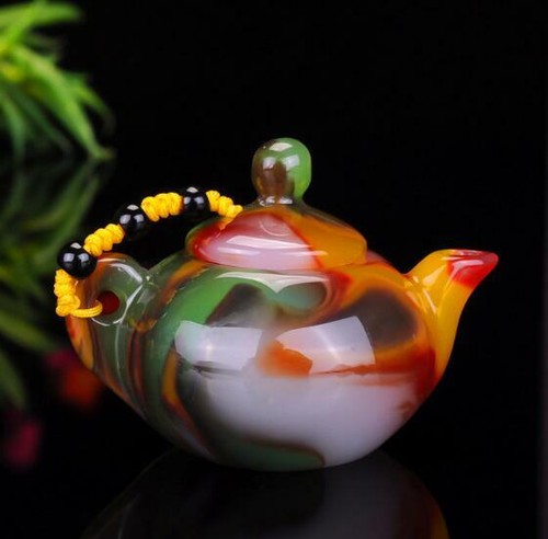Natural Small Teapot Jade Jug White Green Red Jade Flagon Tea Set ...