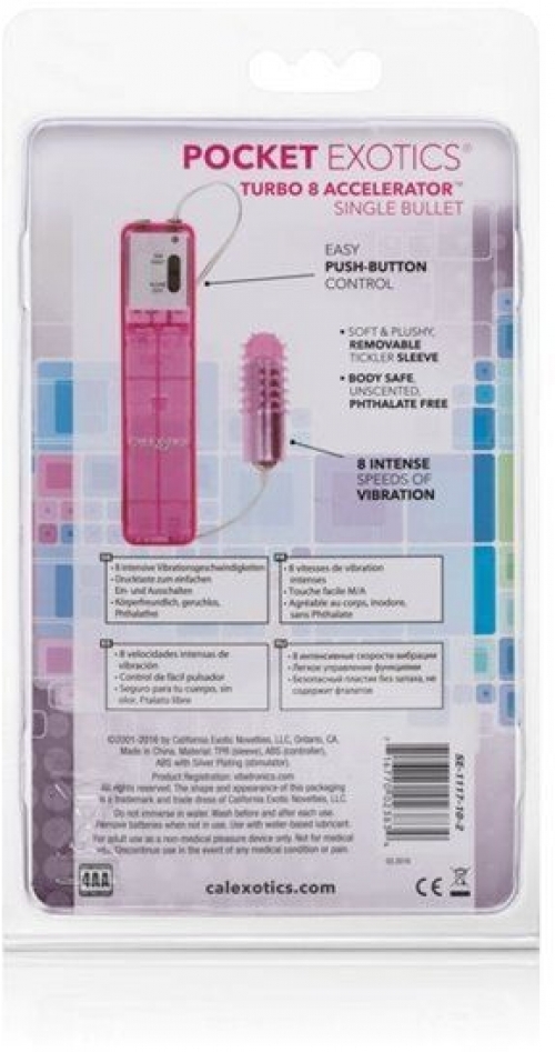 Cal Exotics Turbo 8 Accelerator Bullet Pink - Clitoral Bullet Vibe ...