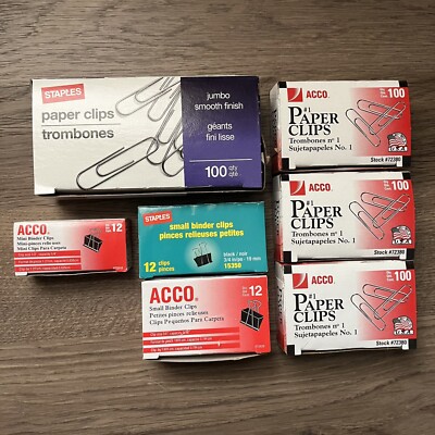 400 PAPER CLIPS & 36 BINDER CLIPS Various Sizes Office Supplies Mixed ...