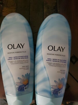 2 LOT OF OLAY MOISTURE RIBBONS PLUS SHEA BLUE LOTUS 18 OZ EA BODY WASH ...