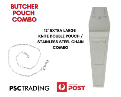 Butcher's Knife Pouch Scabbard Chain Combo Extra Large 12" Double, Meat ...