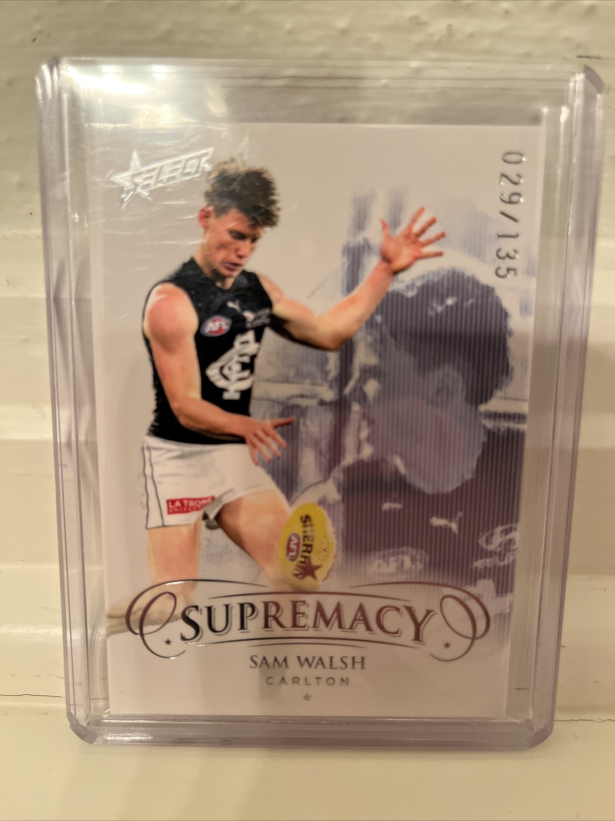 2021 SELECT AFL SUPREMACY SAM WALSH SILVER BASE CARLTON BLUES 029/135 ...