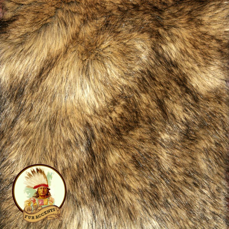 Faux Wolf Skin Accent Pelt Rug, Coyote Throw, Rectangle, Premium Faux ...