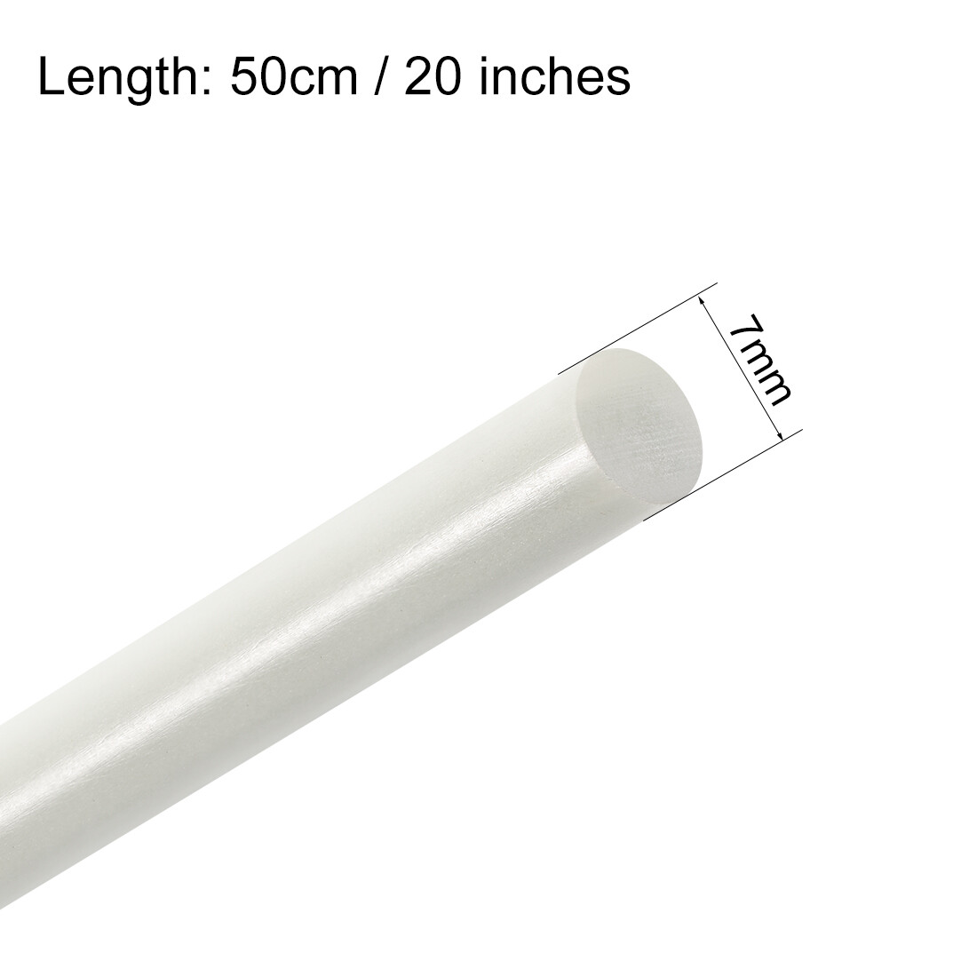 FRP Fiberglass Round Rod,7mm Dia 50cm Long,White Engineering Round Bars ...