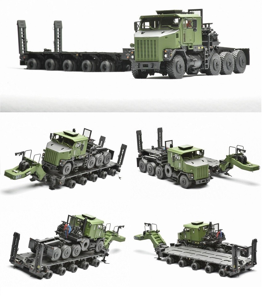 TWH 1:50 Diecast Truck Model OSHKOSH HET M1070 Tractor M1000 Trailer ...