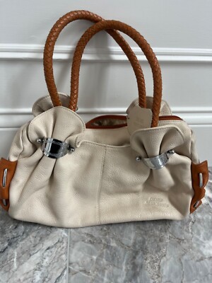 Didier Beauchamps Ivory/ brown Leather Shoulder Bag | eBay