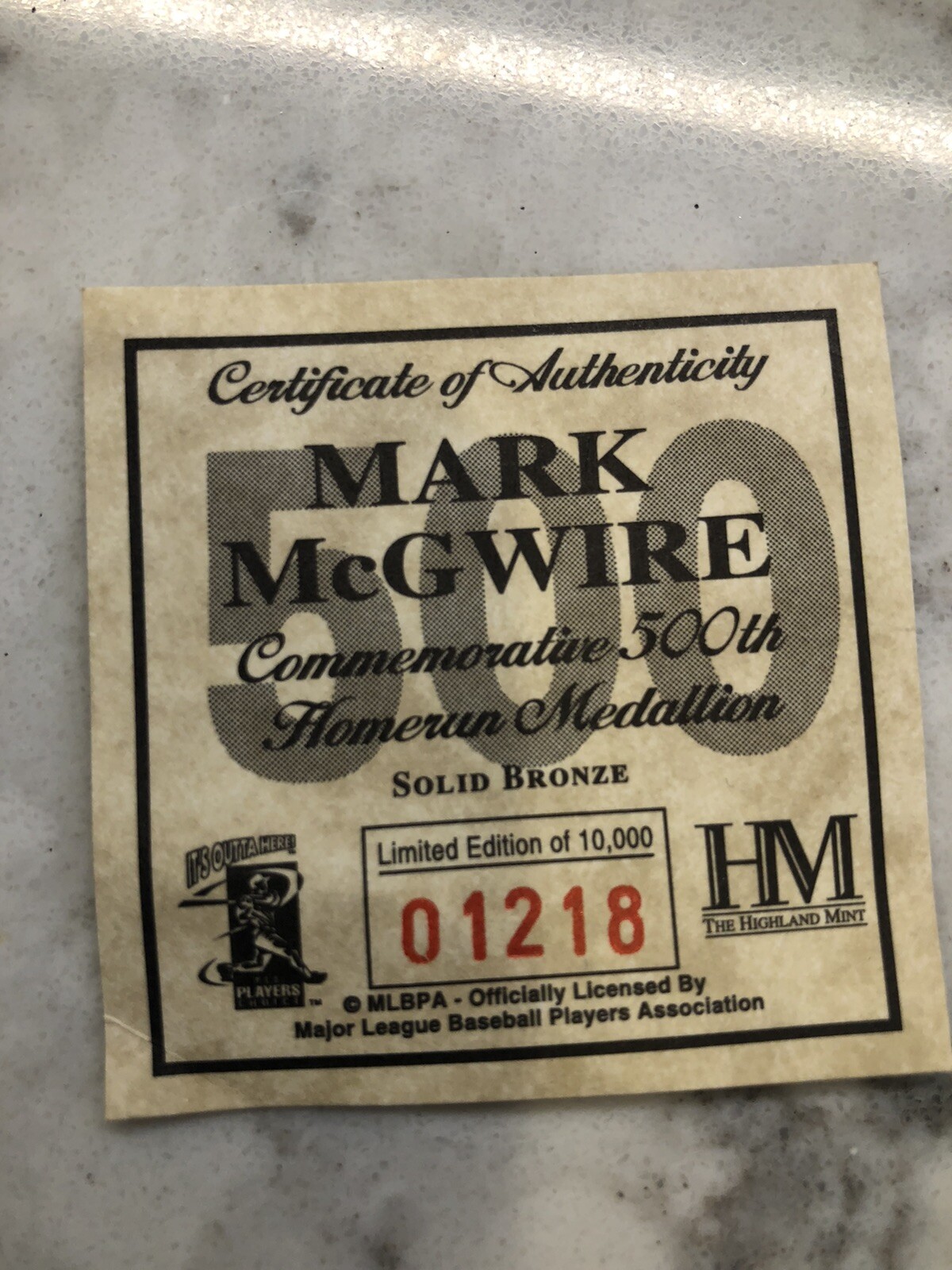 Mark McGwire 500th Home Run Bronze Coin/Medal, Highland Mint. Cardinals ...