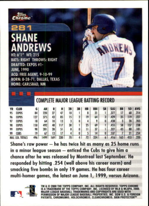 2000 Topps Chrome #281 Shane Andrews | eBay