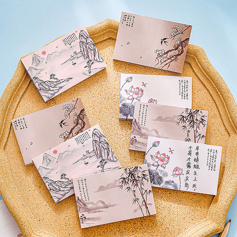 50 Sheets Chinese Ancient Style Notepad Retro Style Message Notes ...