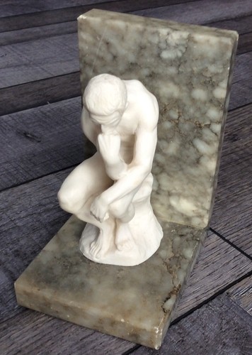 Single Vintage Italian Thinker Carved Alabaster Marble Book End Italy ...