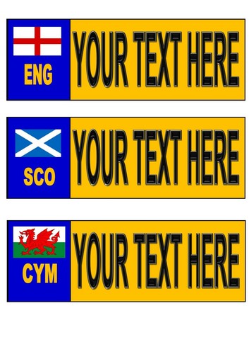 Personalised Number Plate Novelty Fun England Scotland Welsh Number ...