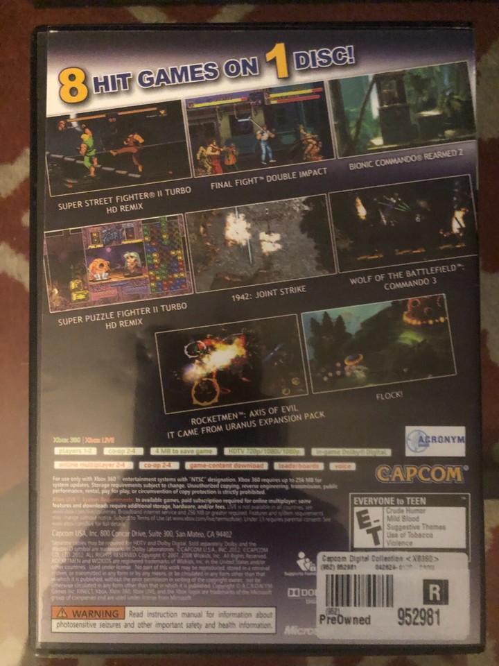 Capcom Digital Collection (Capcom, Xbox 360, 2012) Game And Case Tested ...