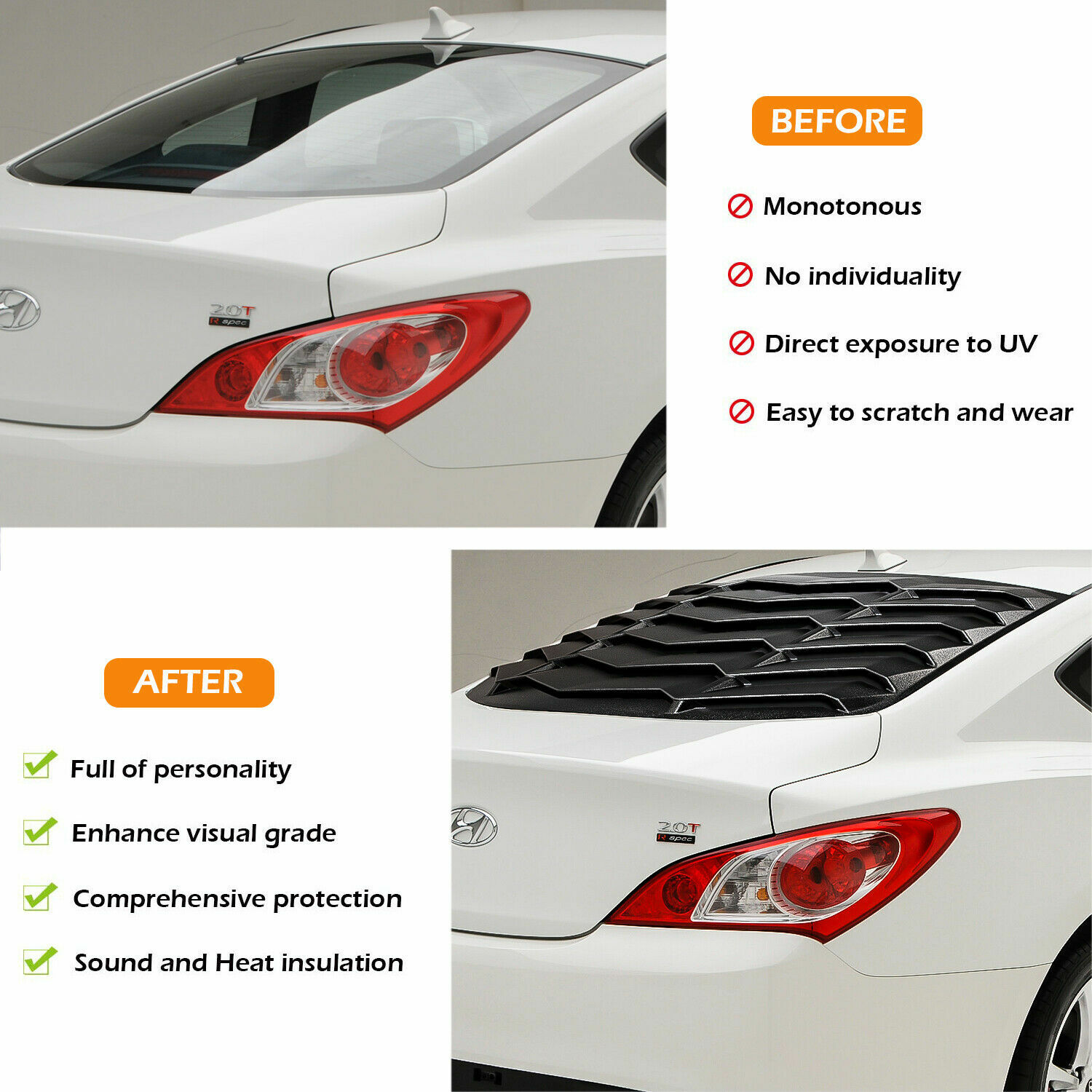 Rear Window Louver Scoop Windshield Cover For Hyundai Genesis Coupe ...