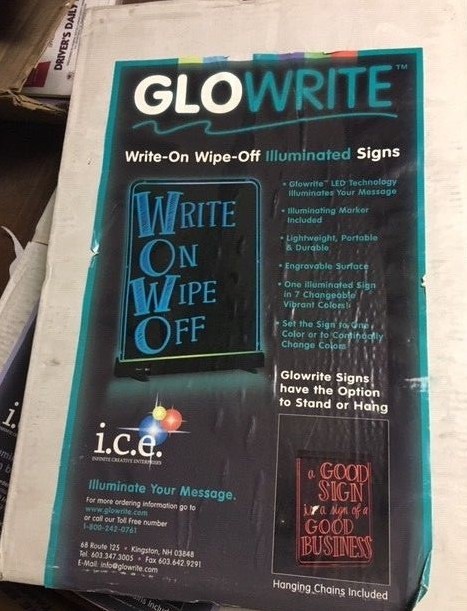 Glowrite LED Illuminated Sign 12" x 18" write on wipe off Message Board ...