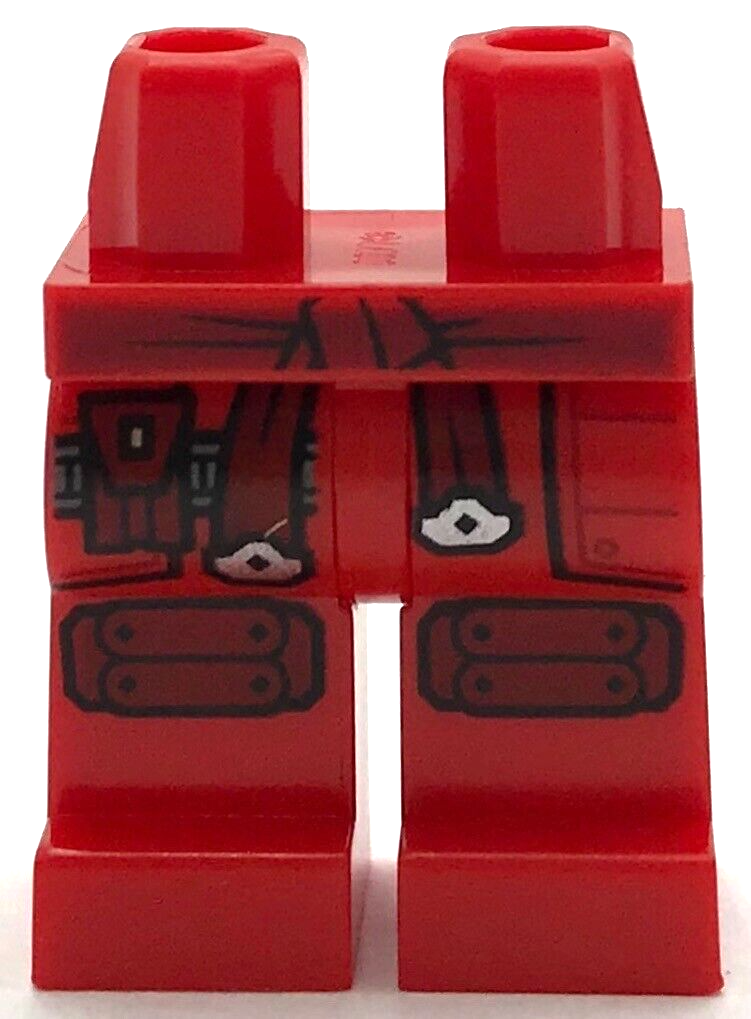 Lego New Red Minifigure Pants Legs w/ Dark Red Sash Pouch Knee Pads ...
