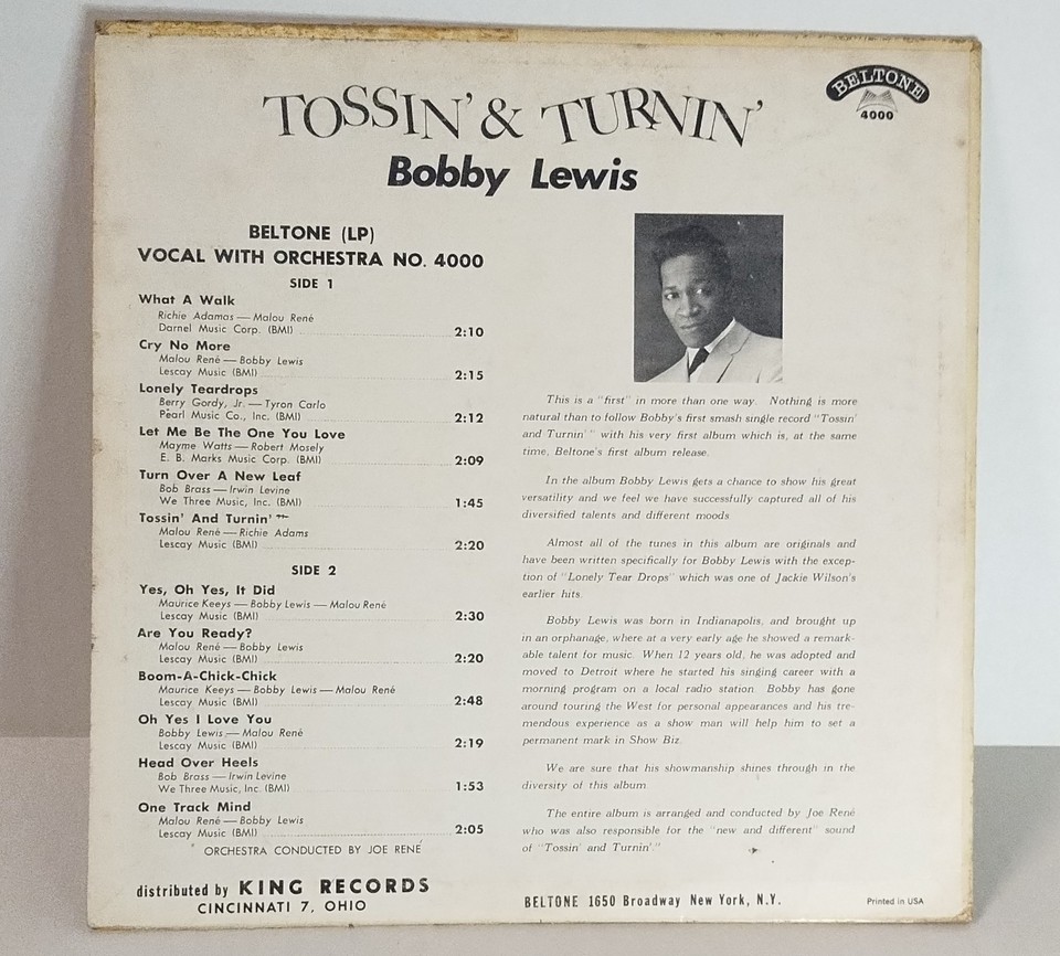 BOBBY LEWIS “Tossin’ & Turnin” LP (Beltone 4000, orig ’61 DG Mono) | eBay