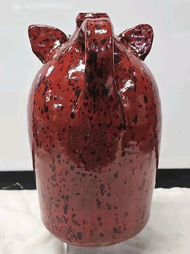 Lynn & Albert Walton Prim. Folk Art Pottery Cigar Smoking Red Devil Pig ...