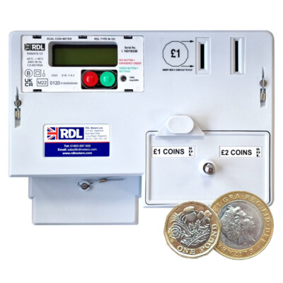 RDL M-101S GBP £1 & £2 Pound Coin Prepayment Electric Meter & Timer ...