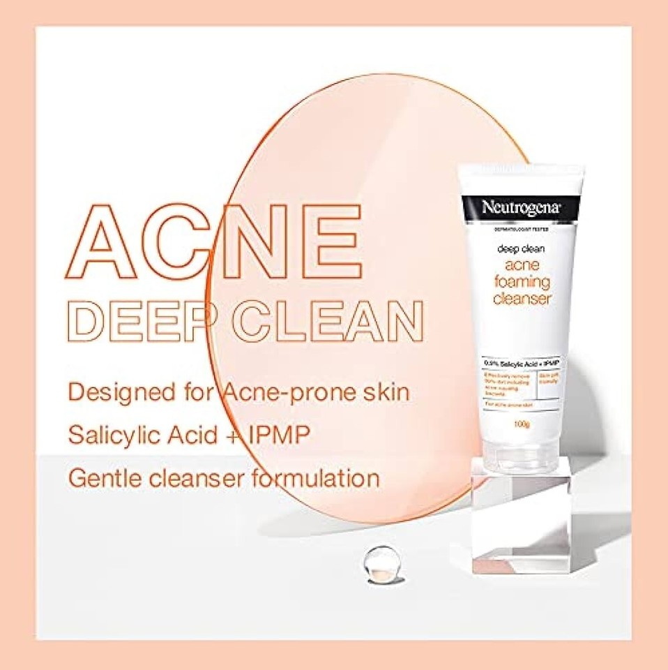 x2 Neutrogena Deep Clean Acne Foaming Cleanser remove oil old skin ...