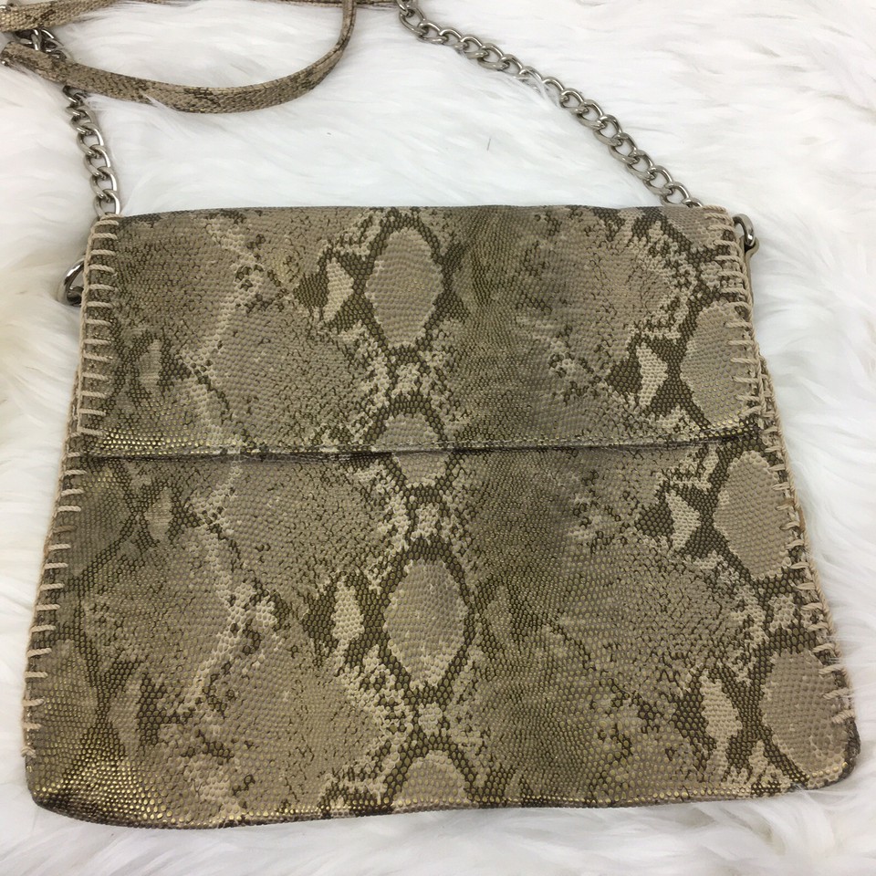 Chicos Womens Purse Faux Leather Snake Skin Design Chain Shoulder Bag ...